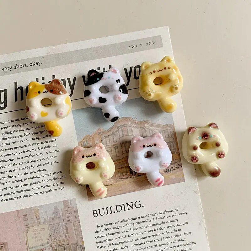 Магниты на холодильник Cat Donut 3D 6 шт.