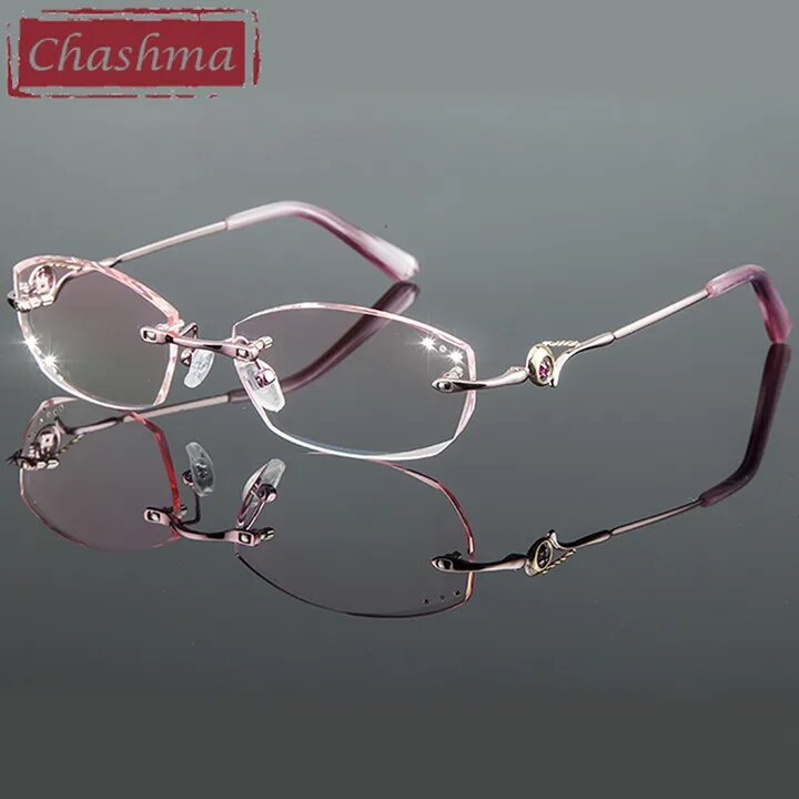 Очки Chashma розовые титановые без оправы