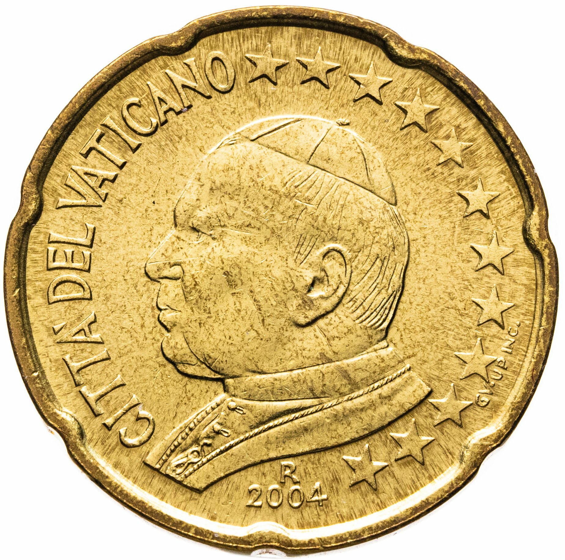 Ватикан 20 центов cents 2004 "Портрет Папы Иоана Павла II", Латунь, в сохранности UNC