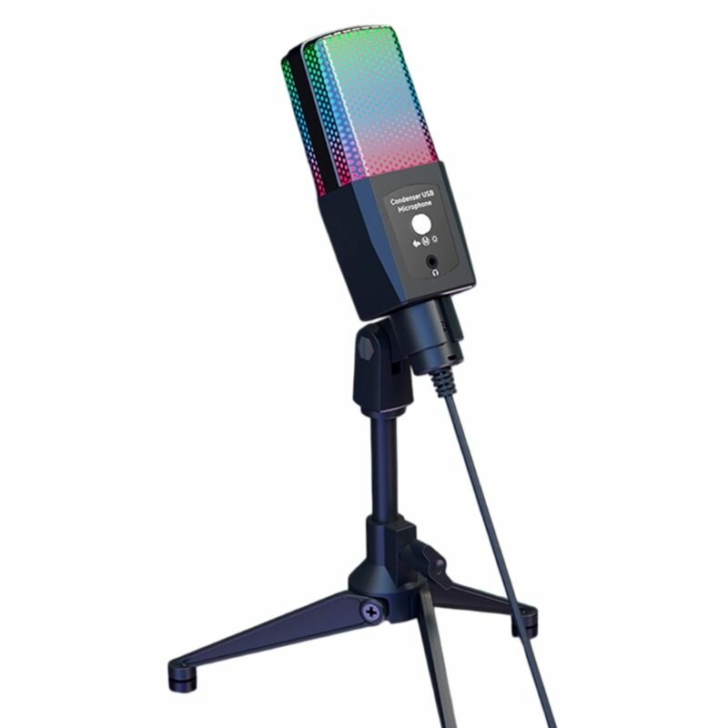 (1 компл.) RGB-микрофон для ПК, подключается по USB