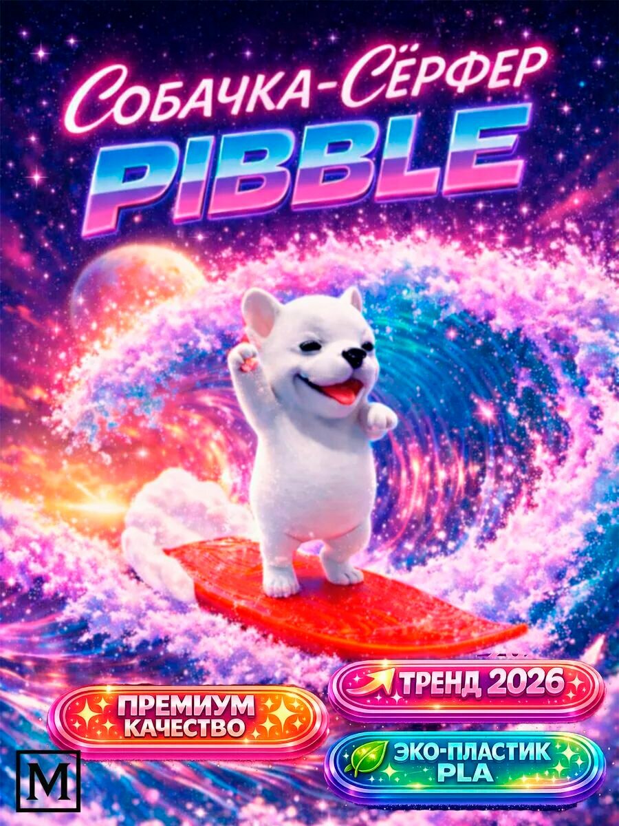 Собачка-сёрфер PIBBLE мем тренд 2026