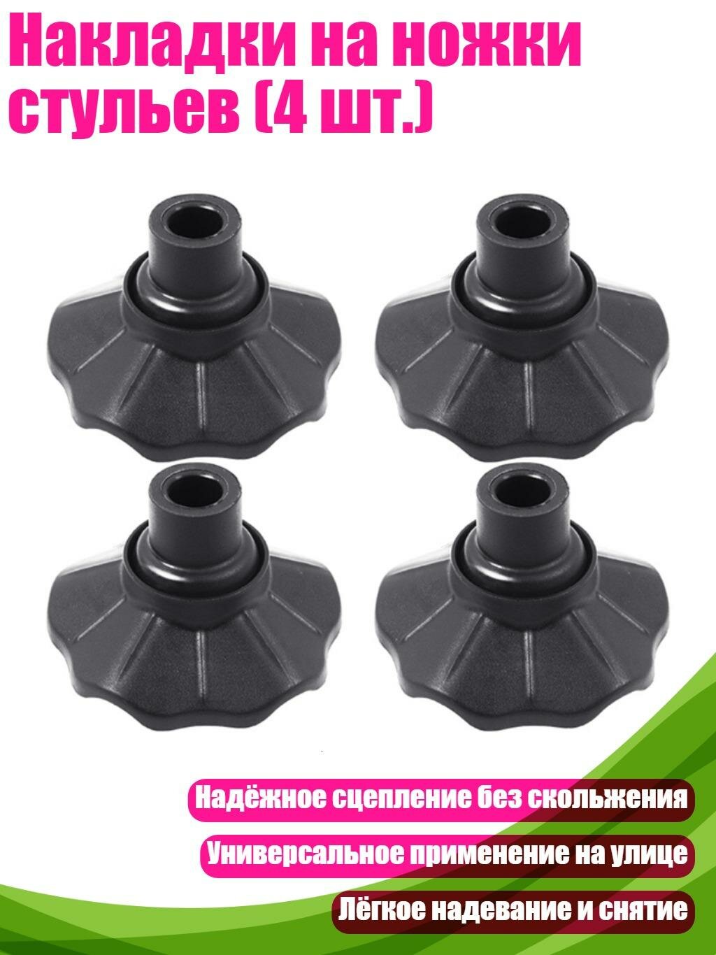 Накладки на ножки стульев (4 шт.), 15 мм черный