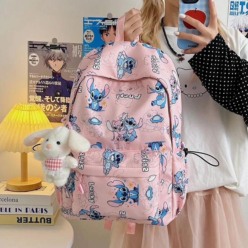Рюкзак Disney x Cool Trend с принтом Стич, для девочек, повседневный, розовый, 40x15x37 см — фото 1