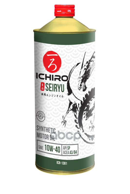 ICHIRO 10W-40 SEIRYU SP, A3/B4, 1л, (синт. мотор. масло)