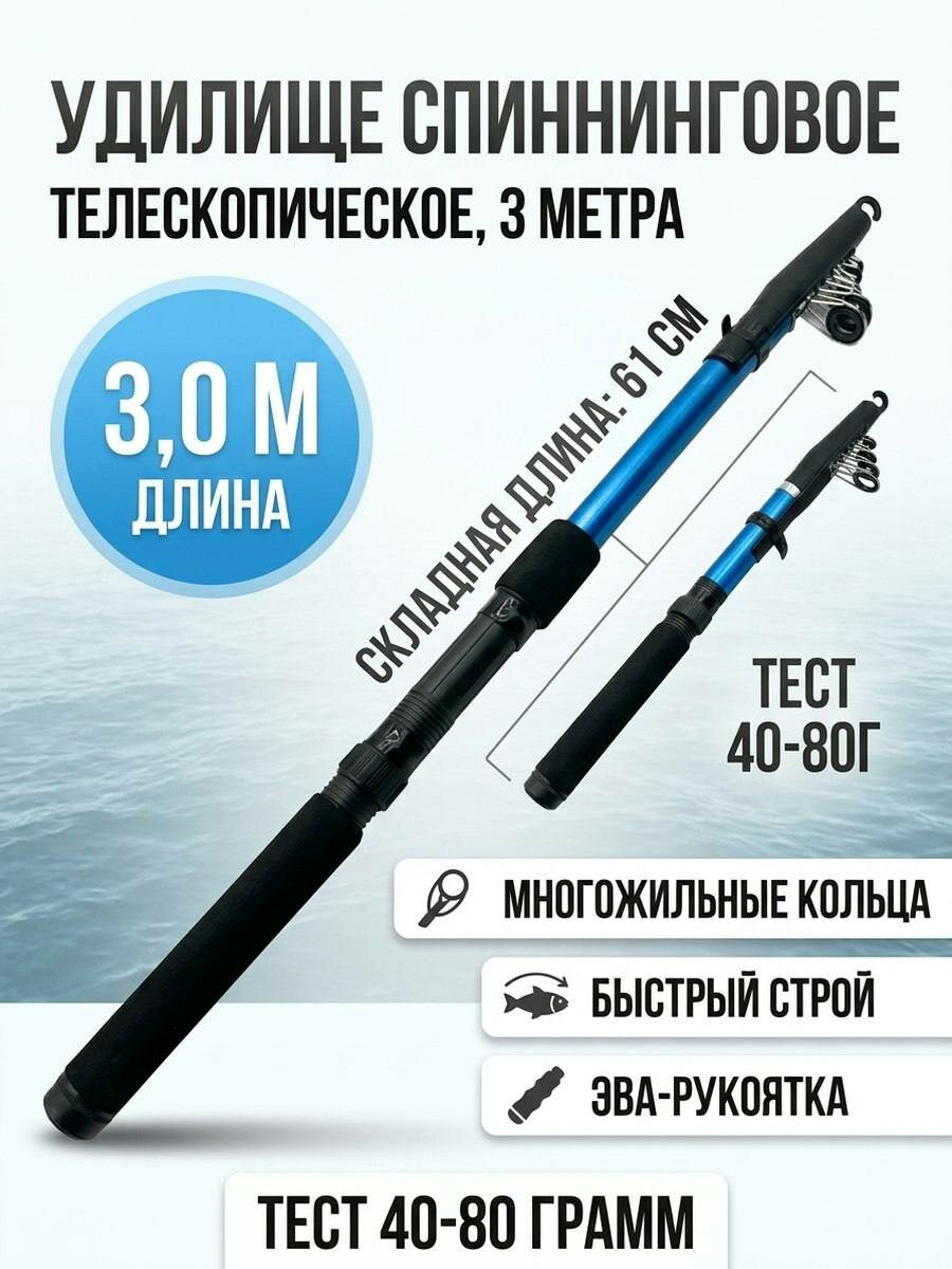 Спиннинг, рабочая длина 300 см, до 80 гр.