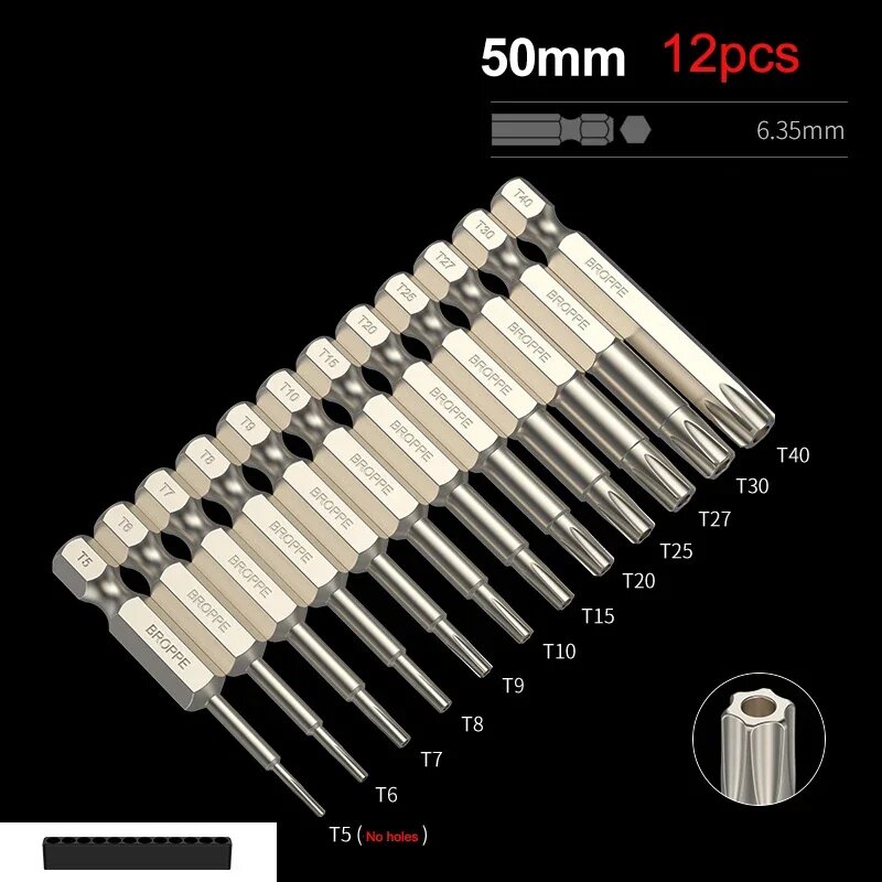 Набор бит Torx Weiyi 6.35 мм 50mm (12шт)