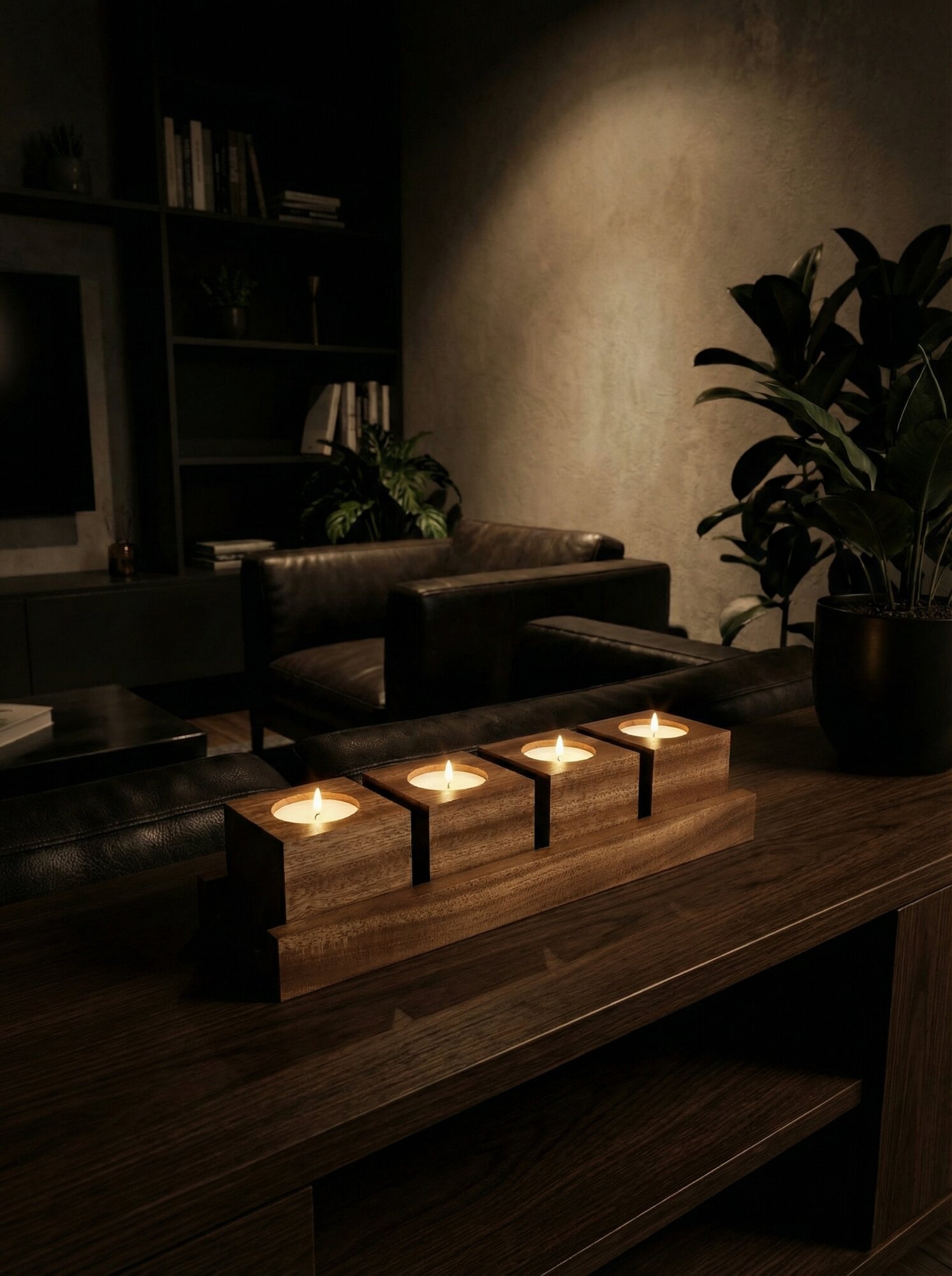 Дизайнерский подсвечник Stylish Nature из дерева, ручная работа