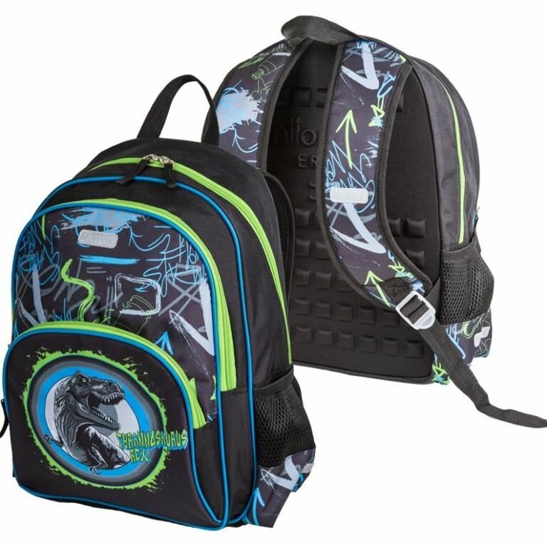 Рюкзак школьный "Attomex. Basic. T-Rex Dino" 38x27x17 см,450 г, 1 отд. на молнии, формоуст. спинка