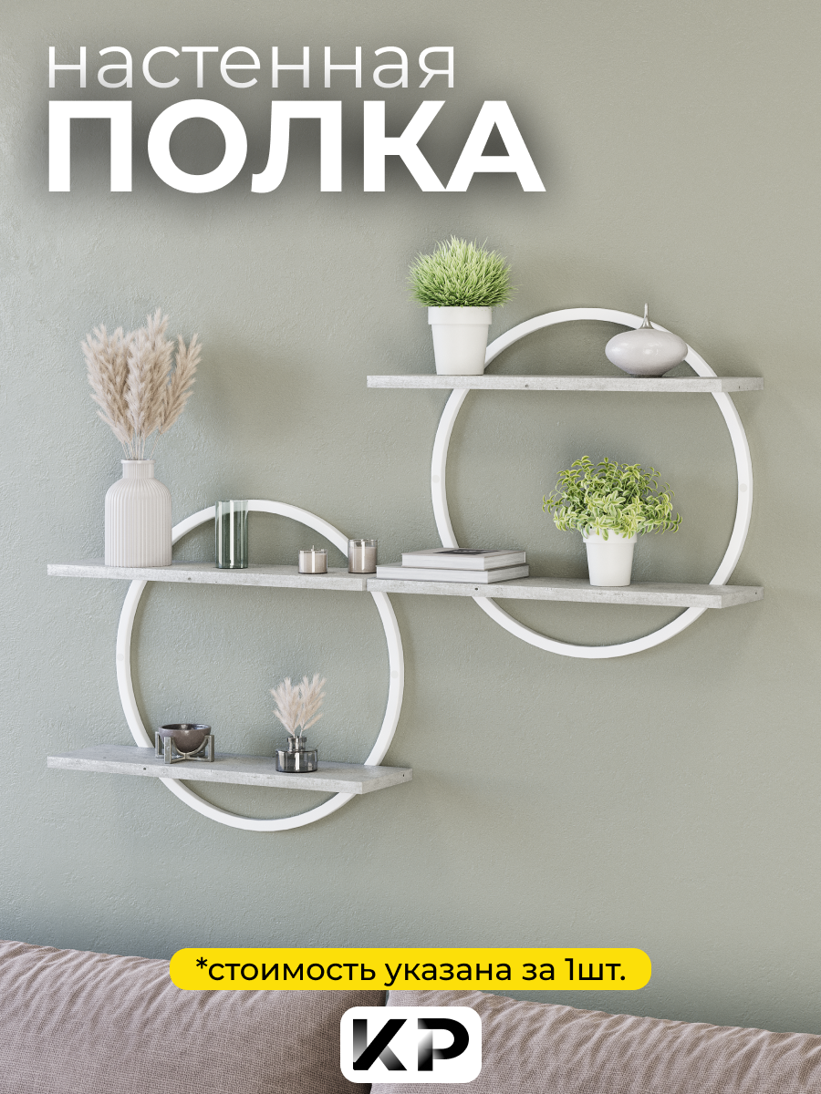 Настенная полка Loft, круглая, стиль Loft, для книг и декора