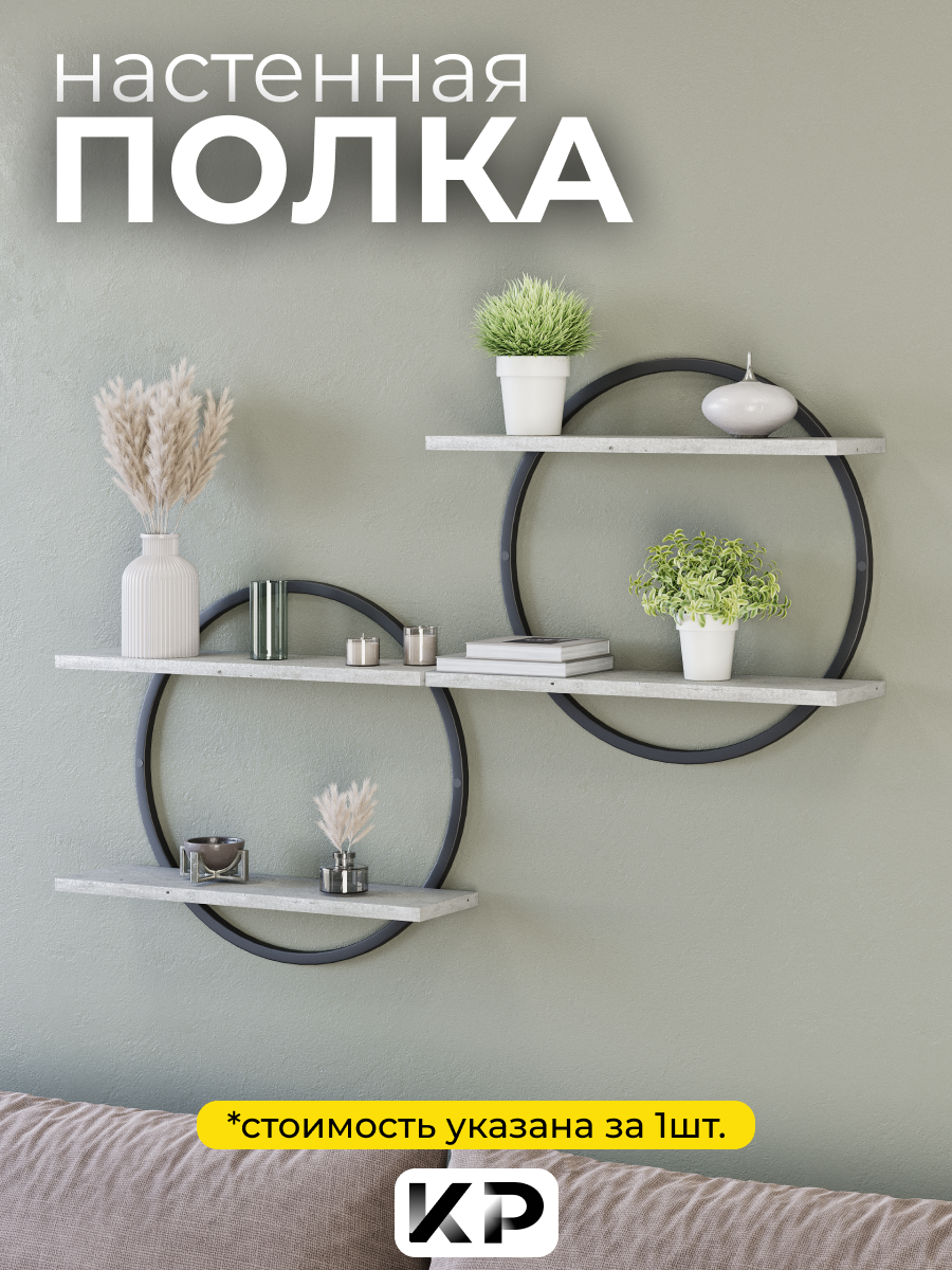 Настенная полка Loft, круглая, стиль Loft, для книг и декора