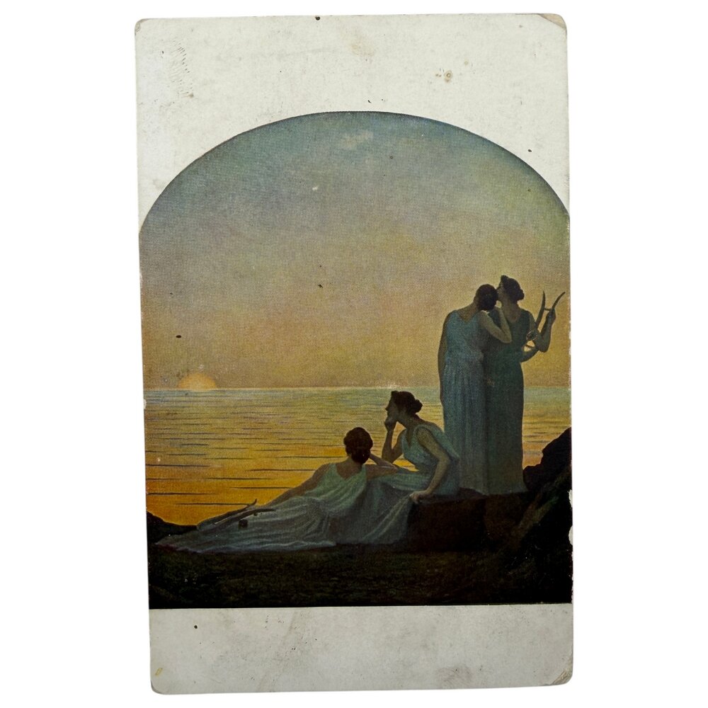 Почтовая открытка "А. Осбер - Античный вечер" 1900-1910 гг. Российская Империя