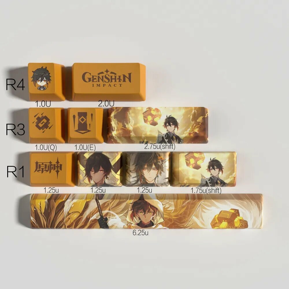 Комплект кейкапов для темы Genshin Impact / PBT Keycaps 10 Клавиш / Кейкапы для механической клавиатуры