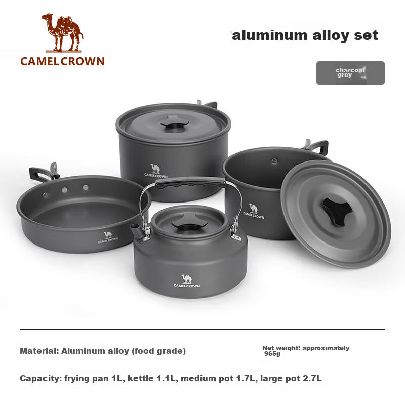 CAMELCROWN Outdoor Cookware, Portable Pot Set, Camping Cooking Equipment, Portable Stove, Kettle, Camping Utensils, Outdoor Cooking Pot, Kitchenware
