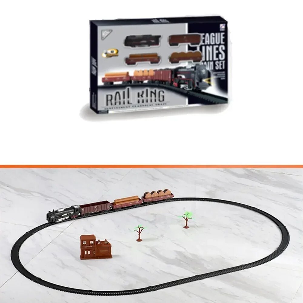 Поезд игрушечный электрический коричневый 19033-1 WITH BOX