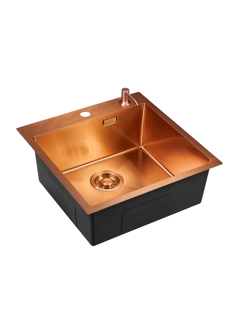 Мойка кухонная Emar PVD EMB-117A PVD Nano Coppery металлическая, 50x50, мойка для кухни, квадратная, российская