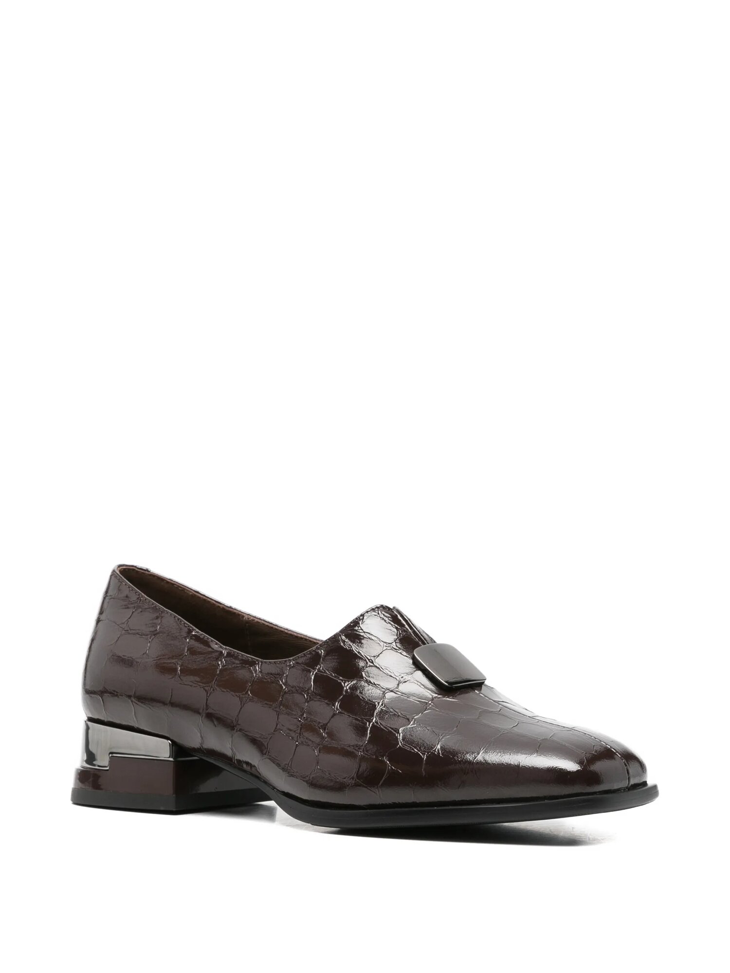 Лоферы LINDA BAUMANN Croc-effect block-heel loafers, размер 39, brown — фото 1