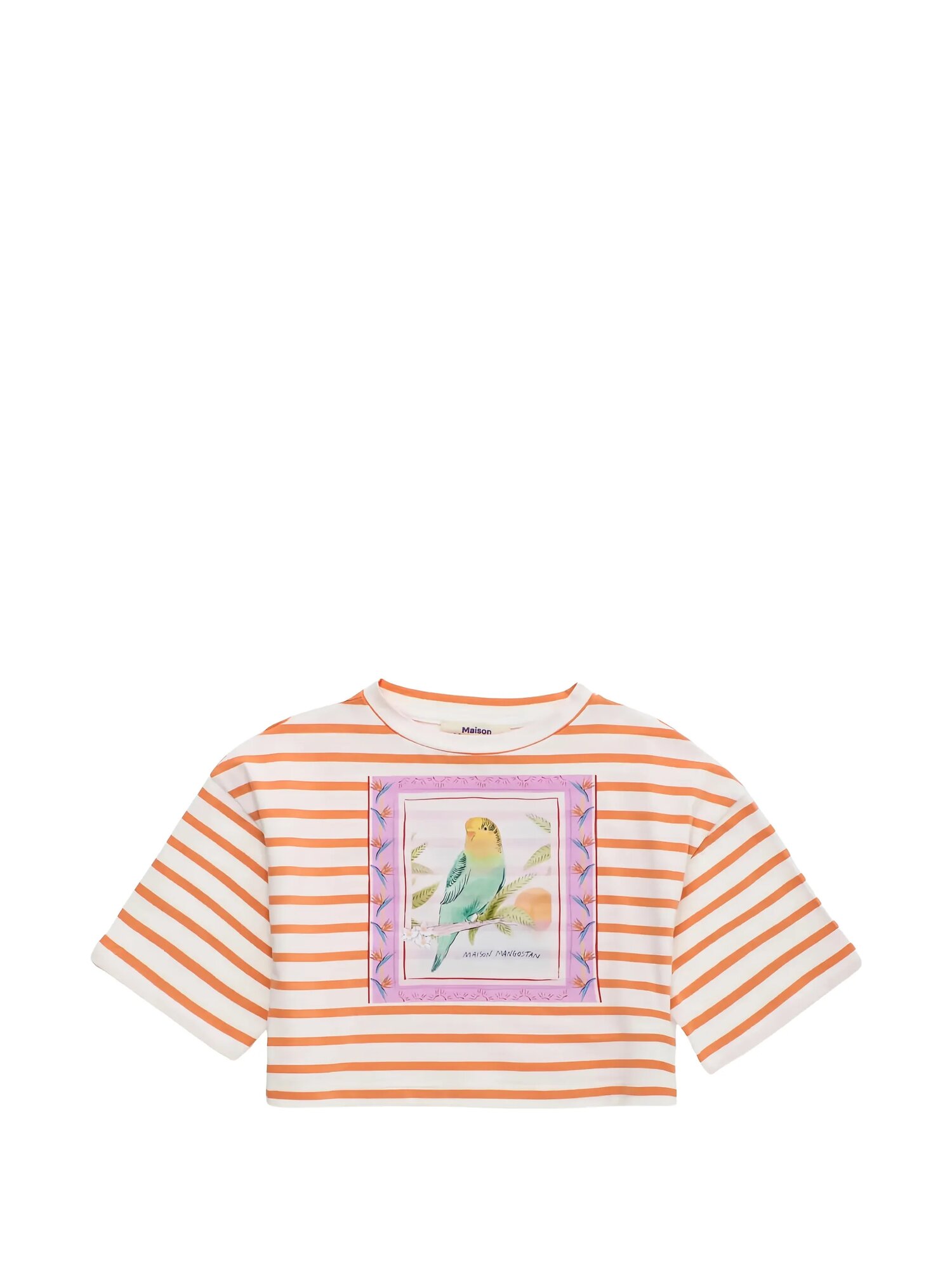 Топ Bird-print striped cropped top