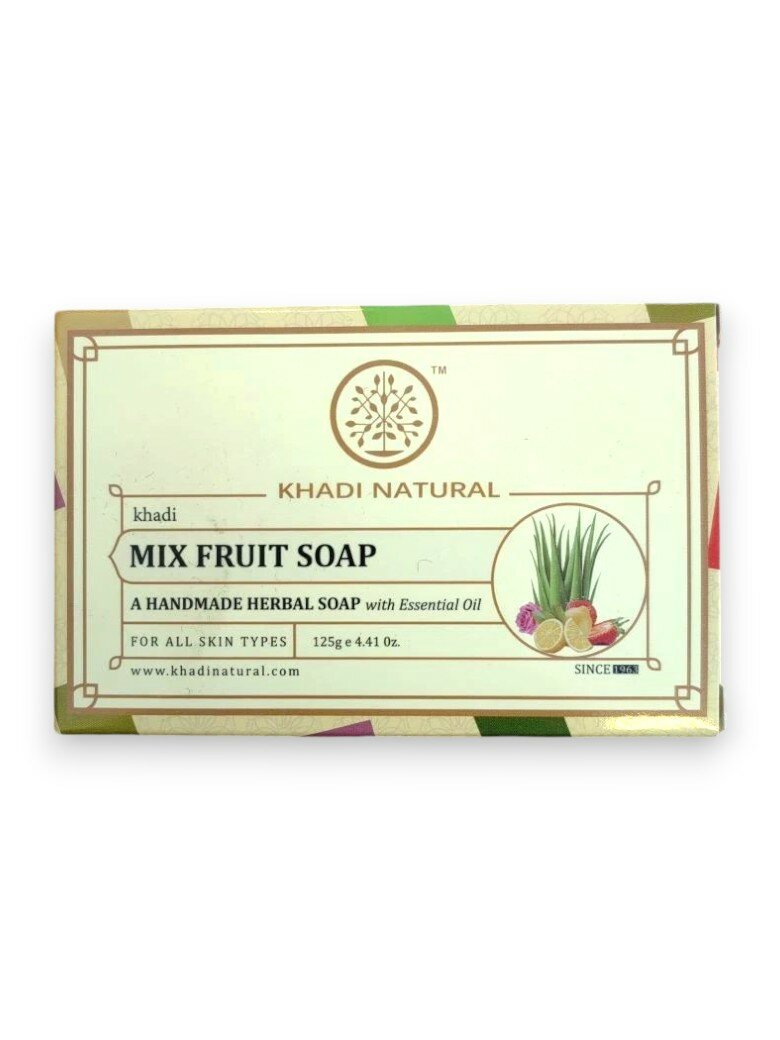 MIX FRUIT Soap, Khadi Natural (Мыло ручной работы фруктовый микс, Кхади Нэчрл), в коробочке 125 г.