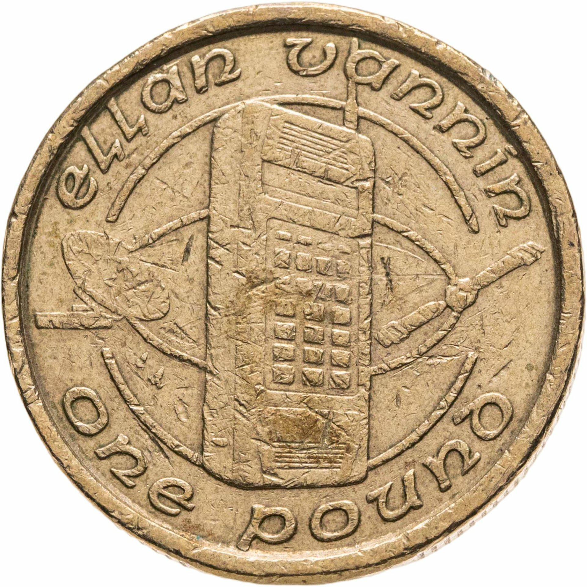 Остров Мэн 1 фунт pound 1988-1995, Латунь, в сохранности VF