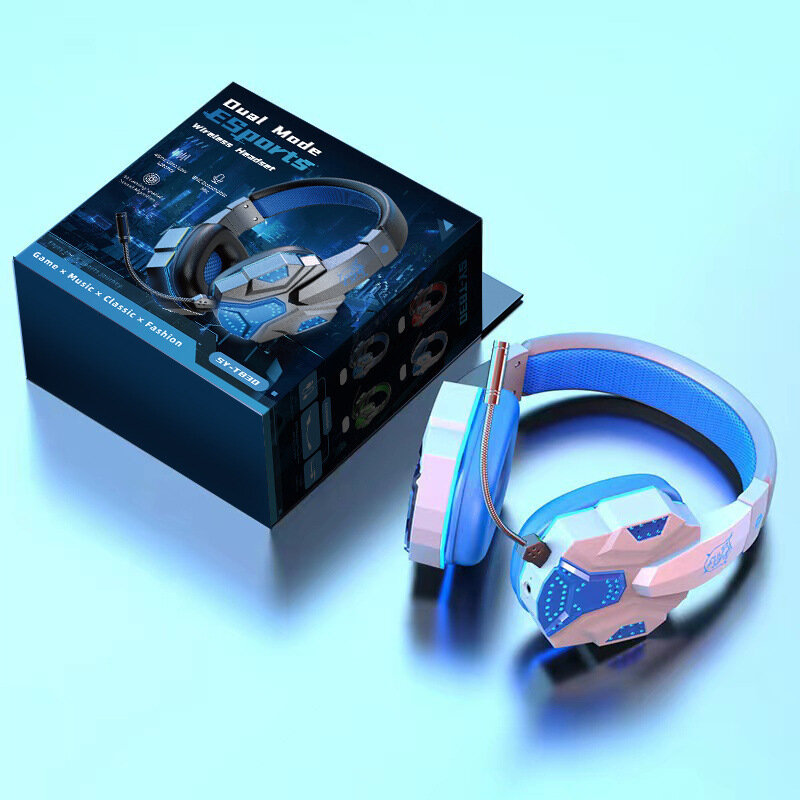 Игровые наушники SY-T830 с микрофоном, Bluetooth, Hi-Fi звук, подсветка, для ПК и телефона