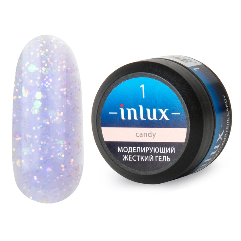INLUX, Жесткий гель для наращивания CANDY № 1, 15 мл