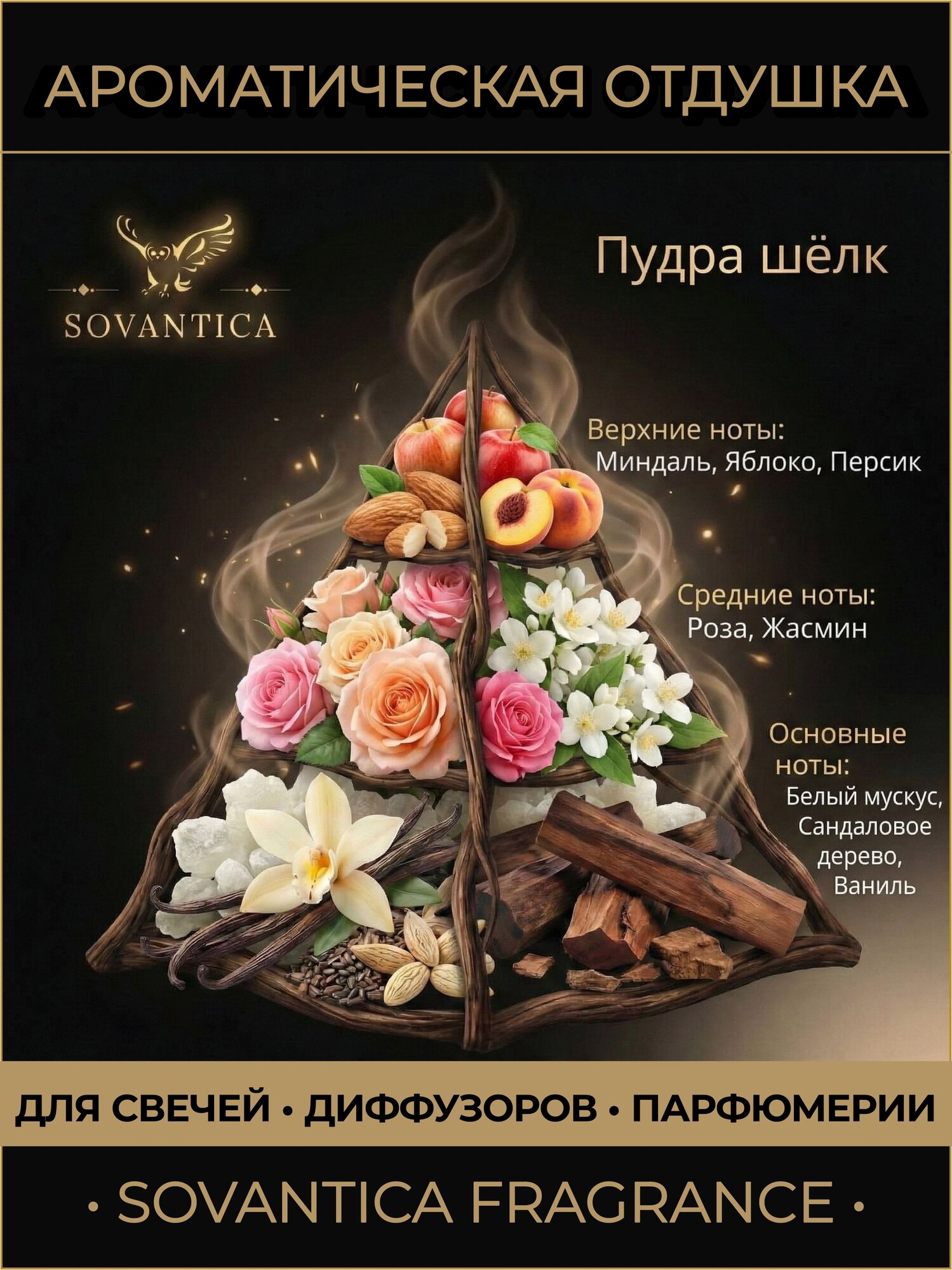 Ароматическая отдушка 10 г Пудра шелк (Powder silk), Sovantica