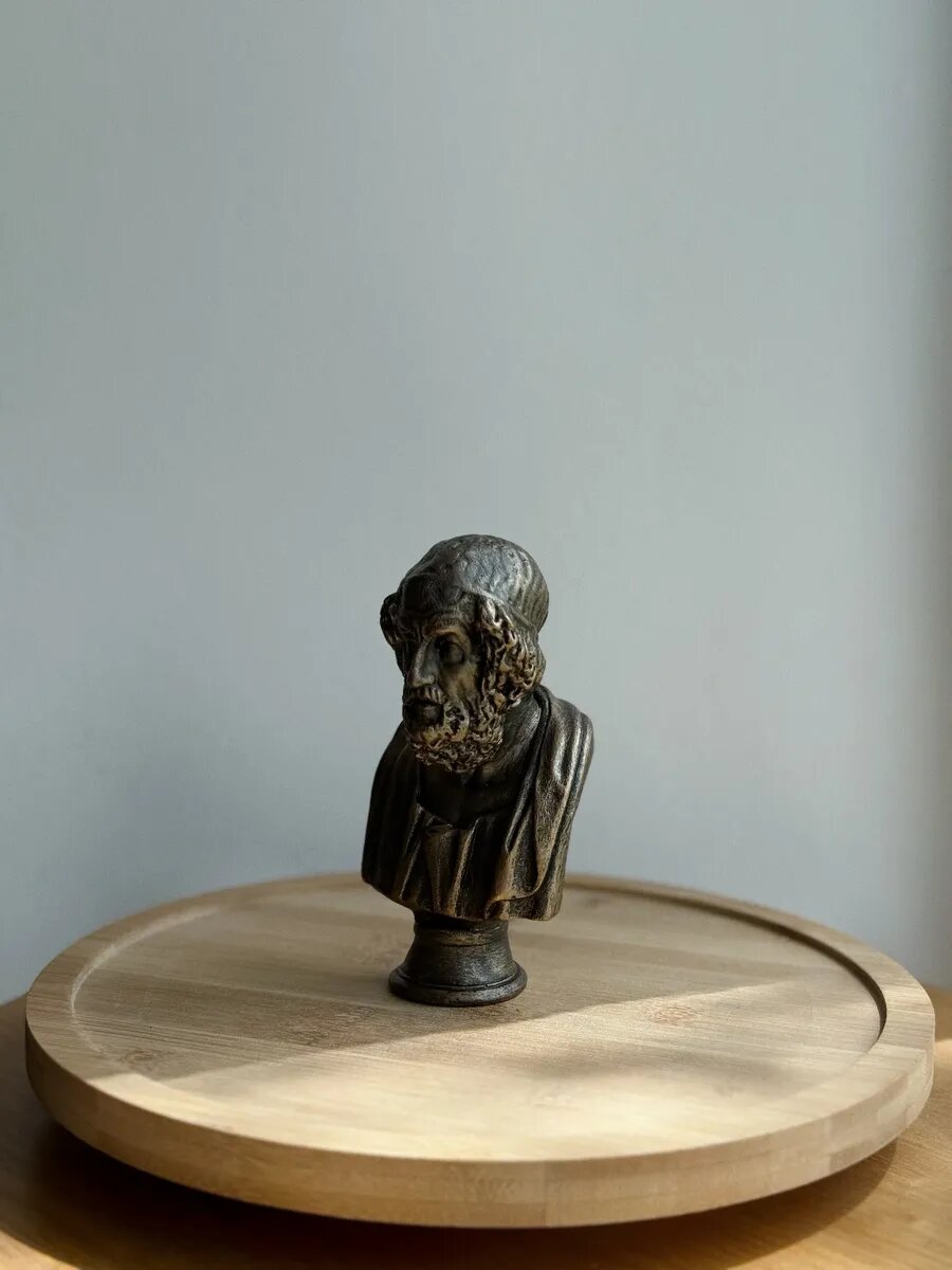 Статуэтка Бюст Гомера, 13 см, из гипса, ручная работа, в цвете — фото 1