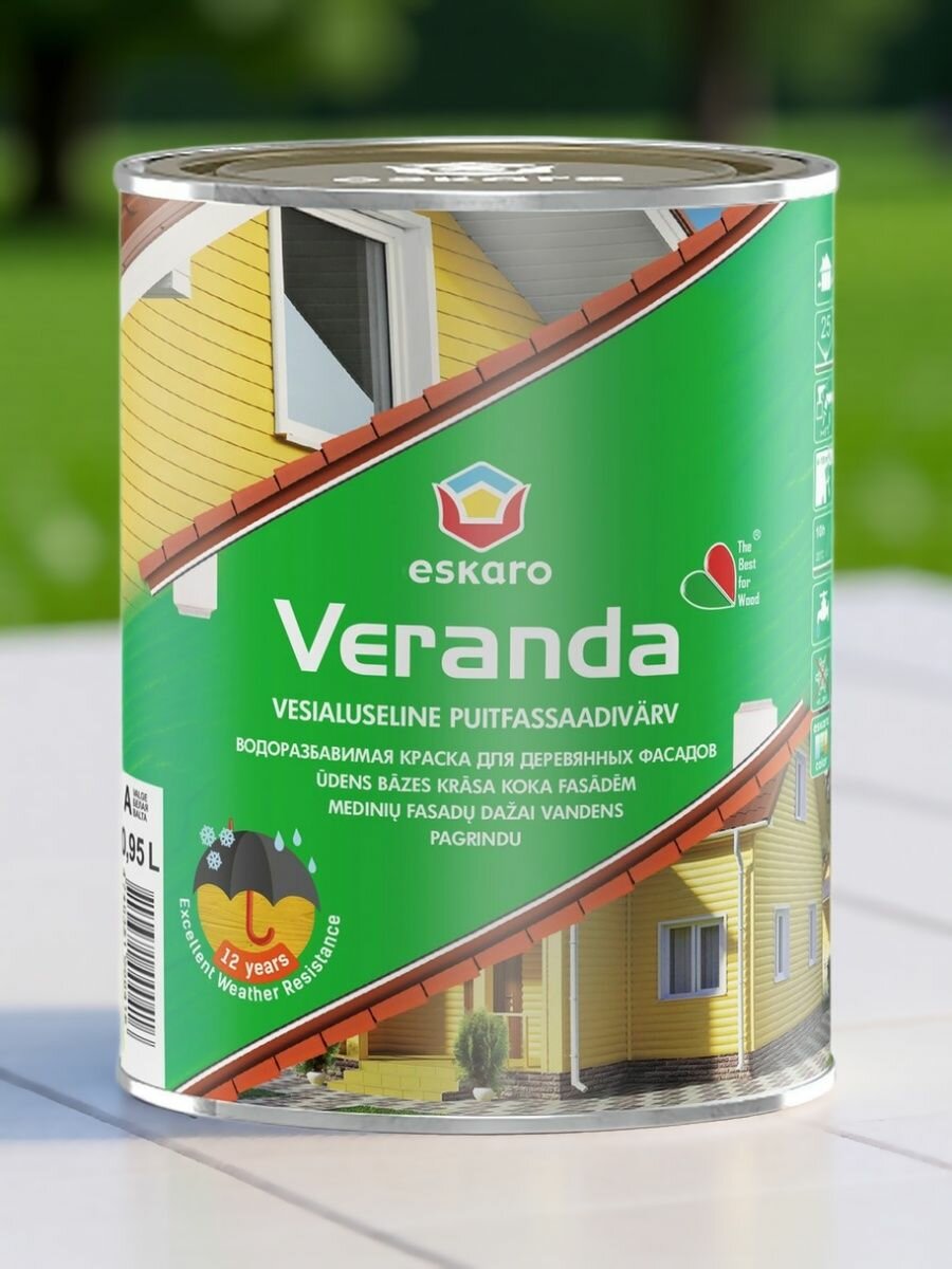 Краска Eskaro Veranda акр.-масляная База А 0,95л.