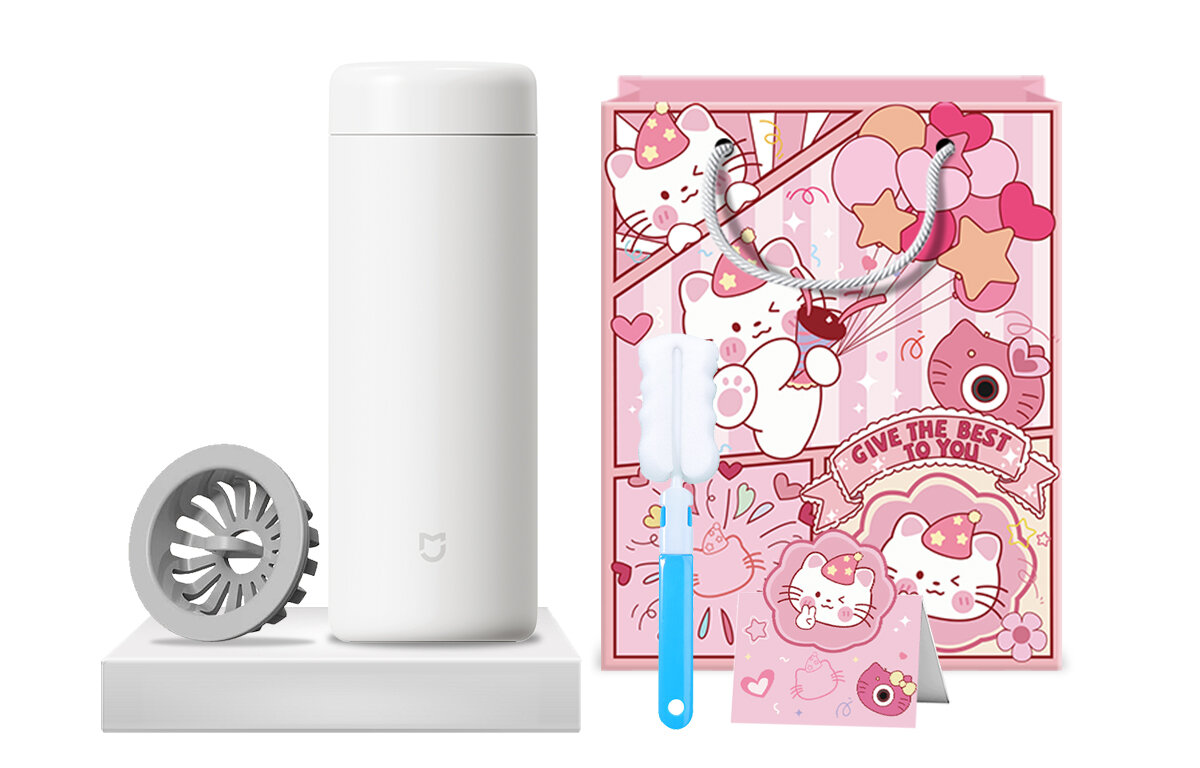 Термокружка унисекс Xiaomi Mi Home Mini, 350 мл, White, Cute Cat Surprise Set