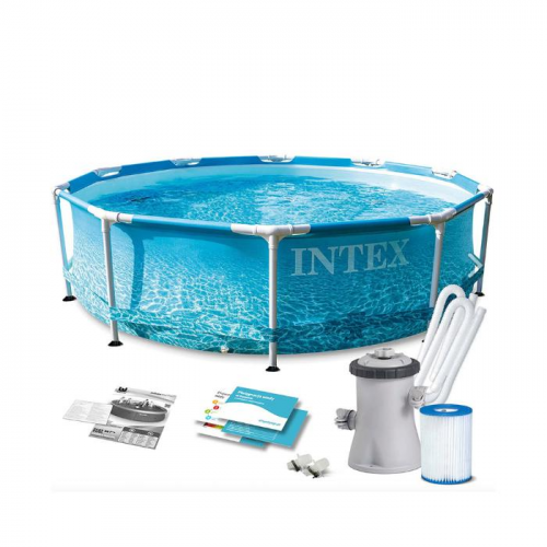 Каркасный бассейн Intex Metal Frame 305х76см Beachside 4485л, фильтр-насос 1250л/ч