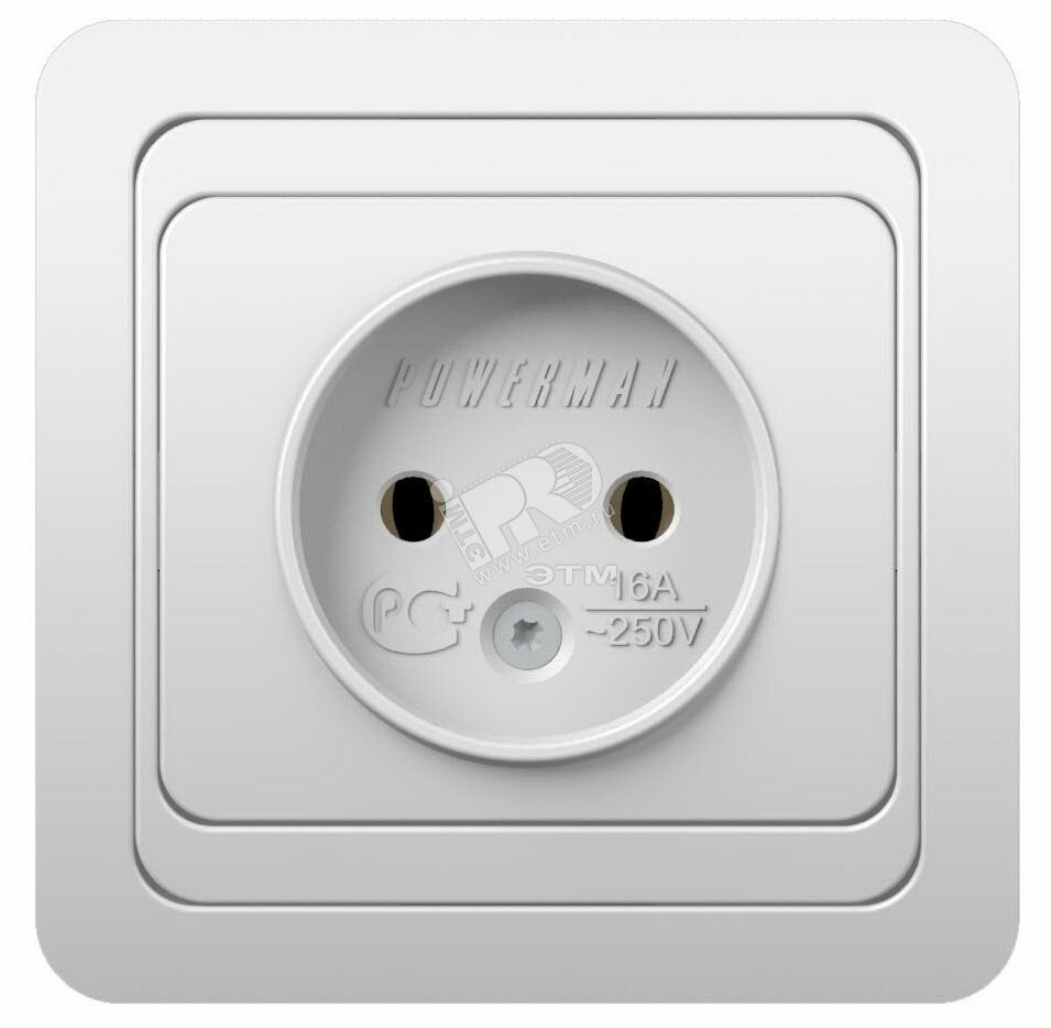 POWERMAN Classic Розетка б/з белый 16А 250В