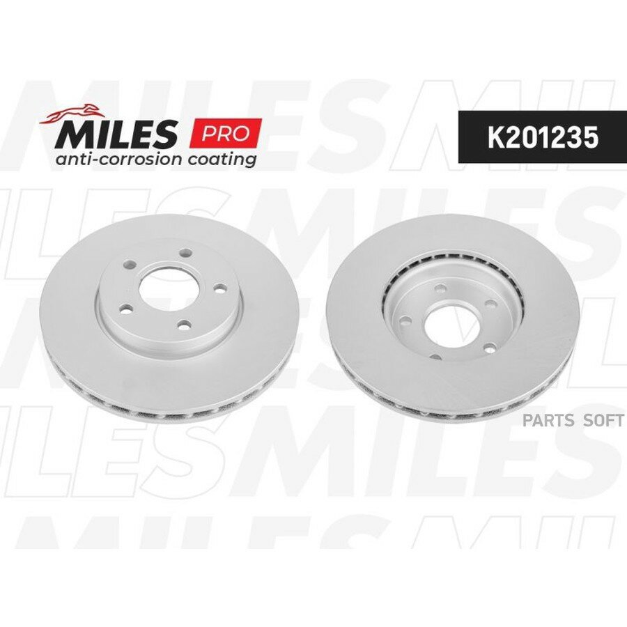 MILES K201235 Диск тормозной FORD FOCUS II/III/C-MAX 03-/VOLVO S40 04- передний вент. D=278мм. ()