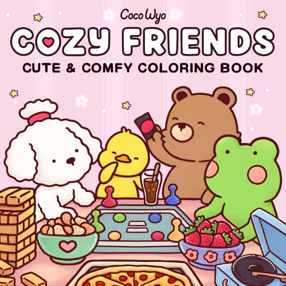 Книга для раскрашивания "Cozy Friends", для взрослых и подростков, с лёгкими и простыми рисунками