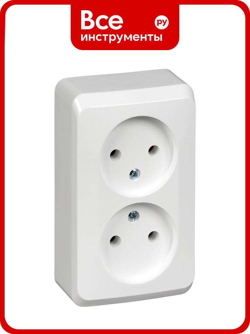 Двухместная розетка Systeme Electric ОП Этюд 16А IP20 без заземл. белая, для применения в сетях