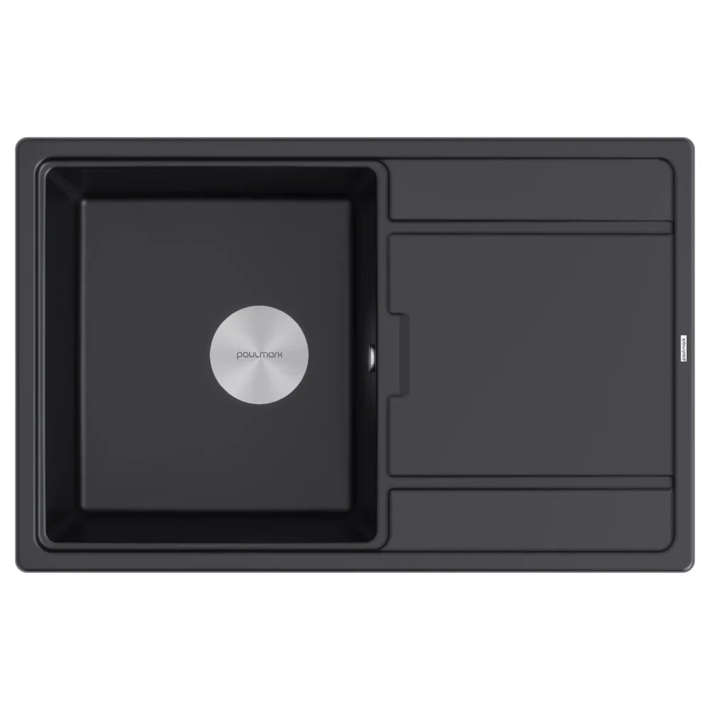 Мойка кухонная Paulmark Flugen 50-780 PM217850-BLM 78x50, прямоугольная, мойка для кухни, с крылом, черная, серая, матовая