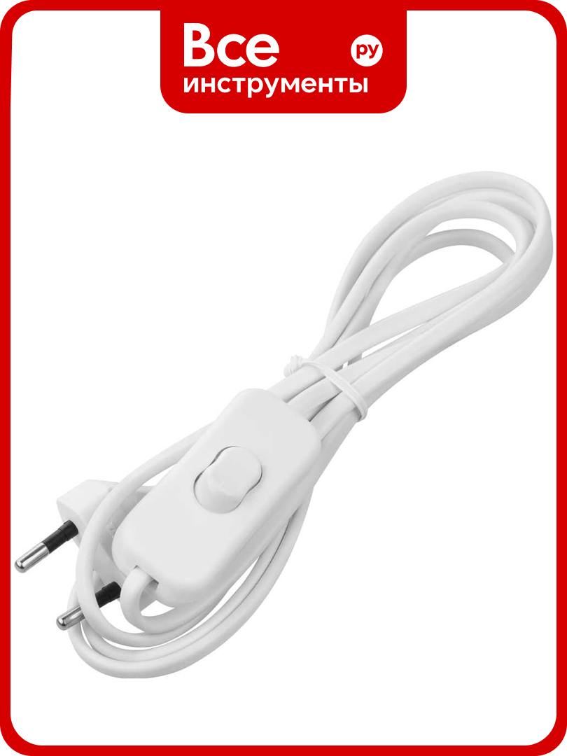 Шнур для БРА с выключателем TDM ELECTRIC ШВВП 2х0,5 мм2 1,8 м белый TDM SQ1305-1002