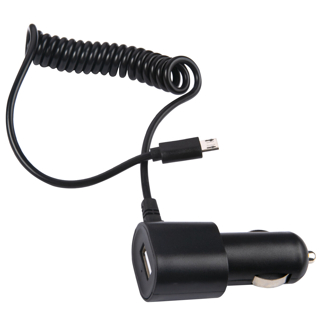 Автомобильное зарядное устройство USB 1A, встроенный кабель microUSB/Автомобильное зарядное устройство в прикуриватель/АЗУ/Адаптер в автомобиль зарядка/Переходник в машину USB/Зарядка для айфона, самсунга, смартфонов, планшетов, черный