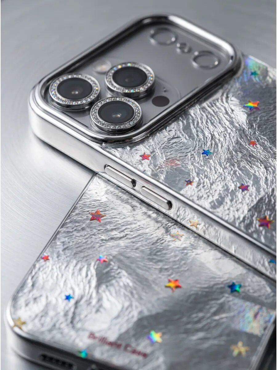 Чехол на Iphone 17 Pro Max серебренный противоударный — фото 1