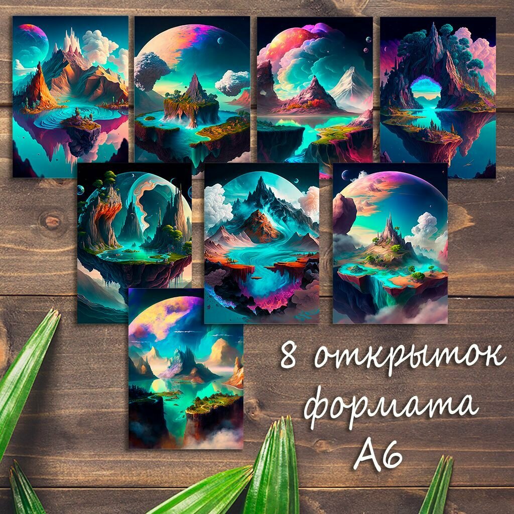Большой набор открыток Природа, 8 штук