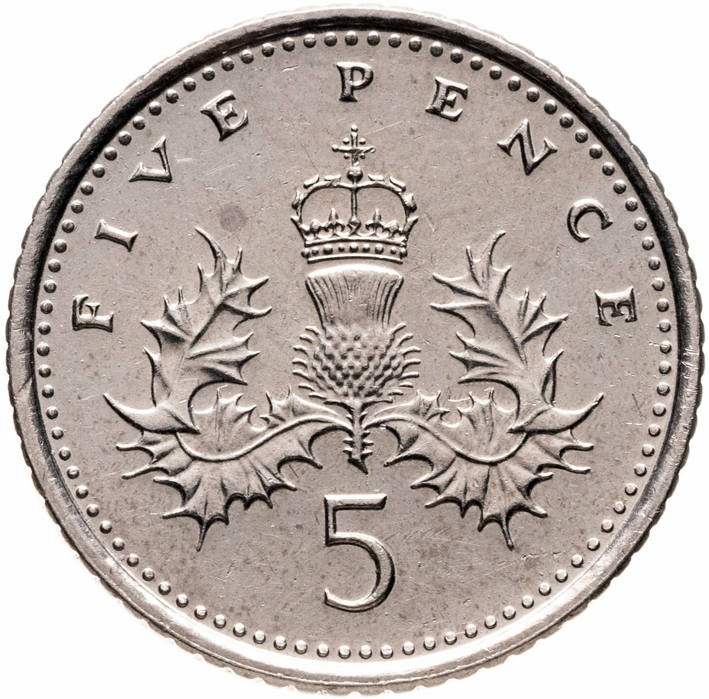 Великобритания 5 пенсов pence 1997, Мельхиор медь-никель, в сохранности AU