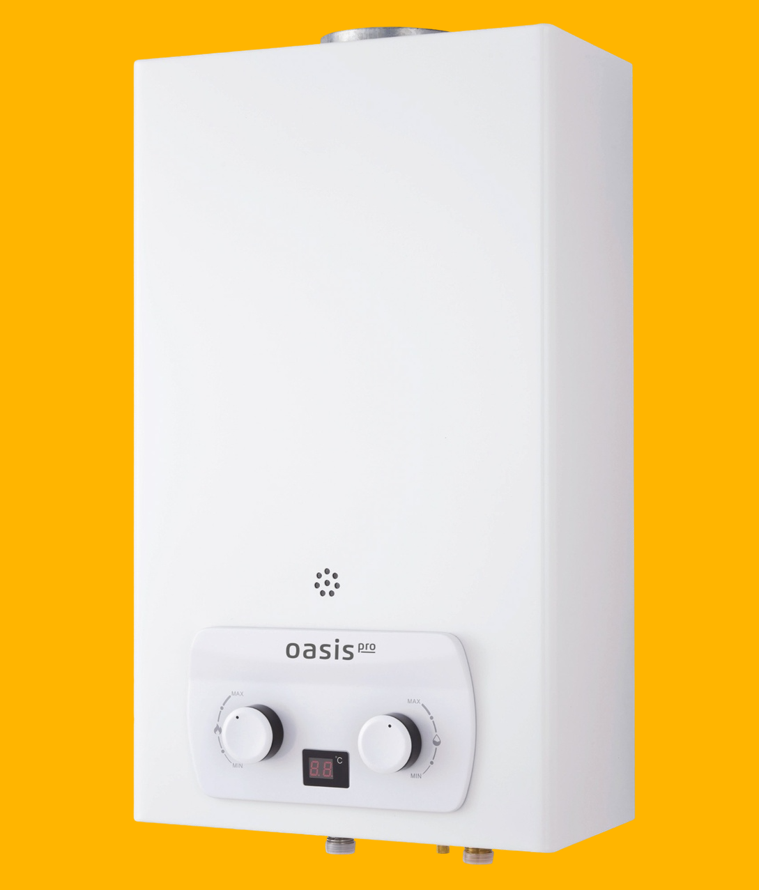 Газовый проточный водонагреватель Oasis Pro P 10, белая, настенное крепление, ЖК-дисплей