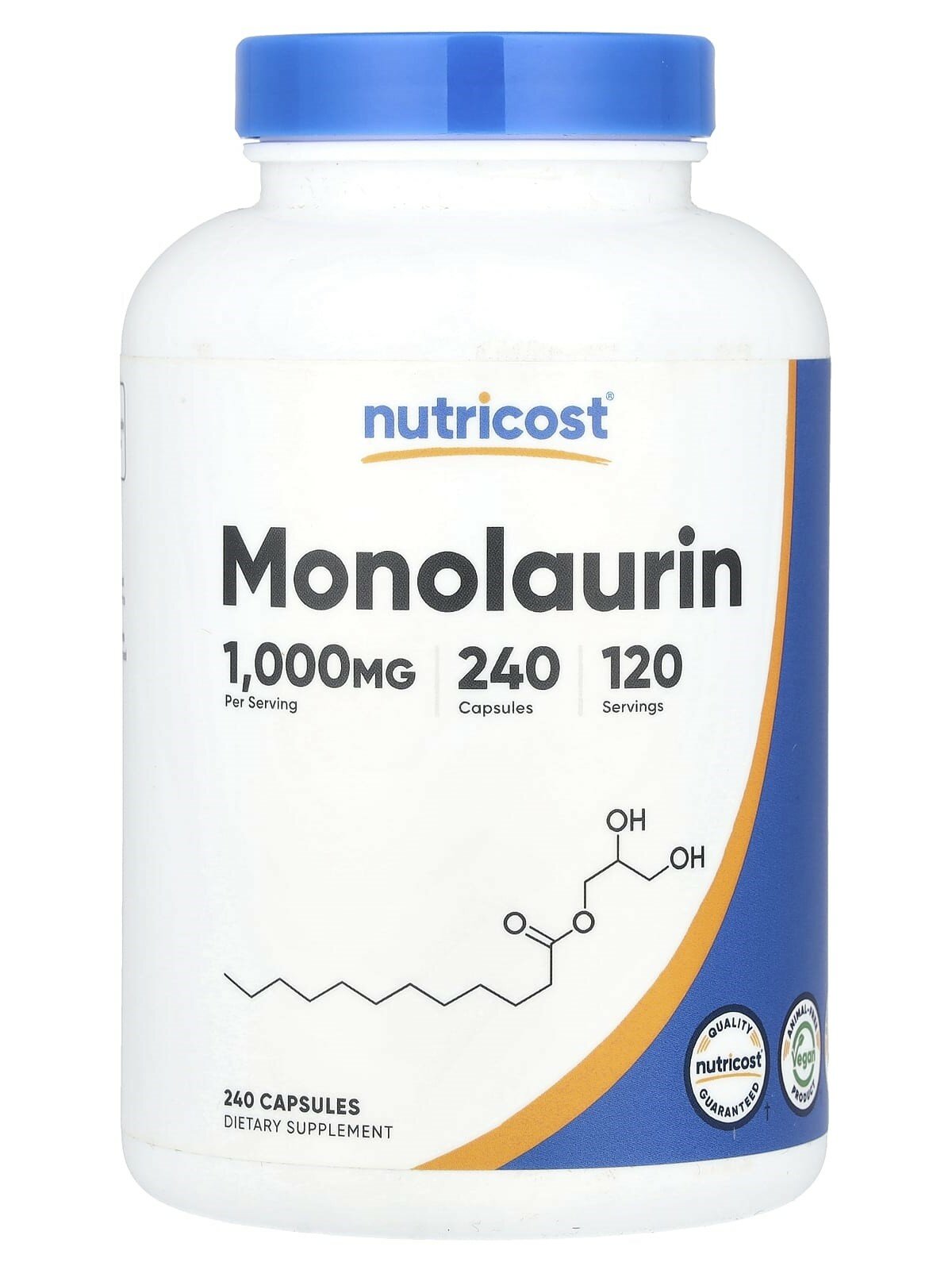 Монолаурин, 240 капсул (500 мг на капсулу), Nutricost