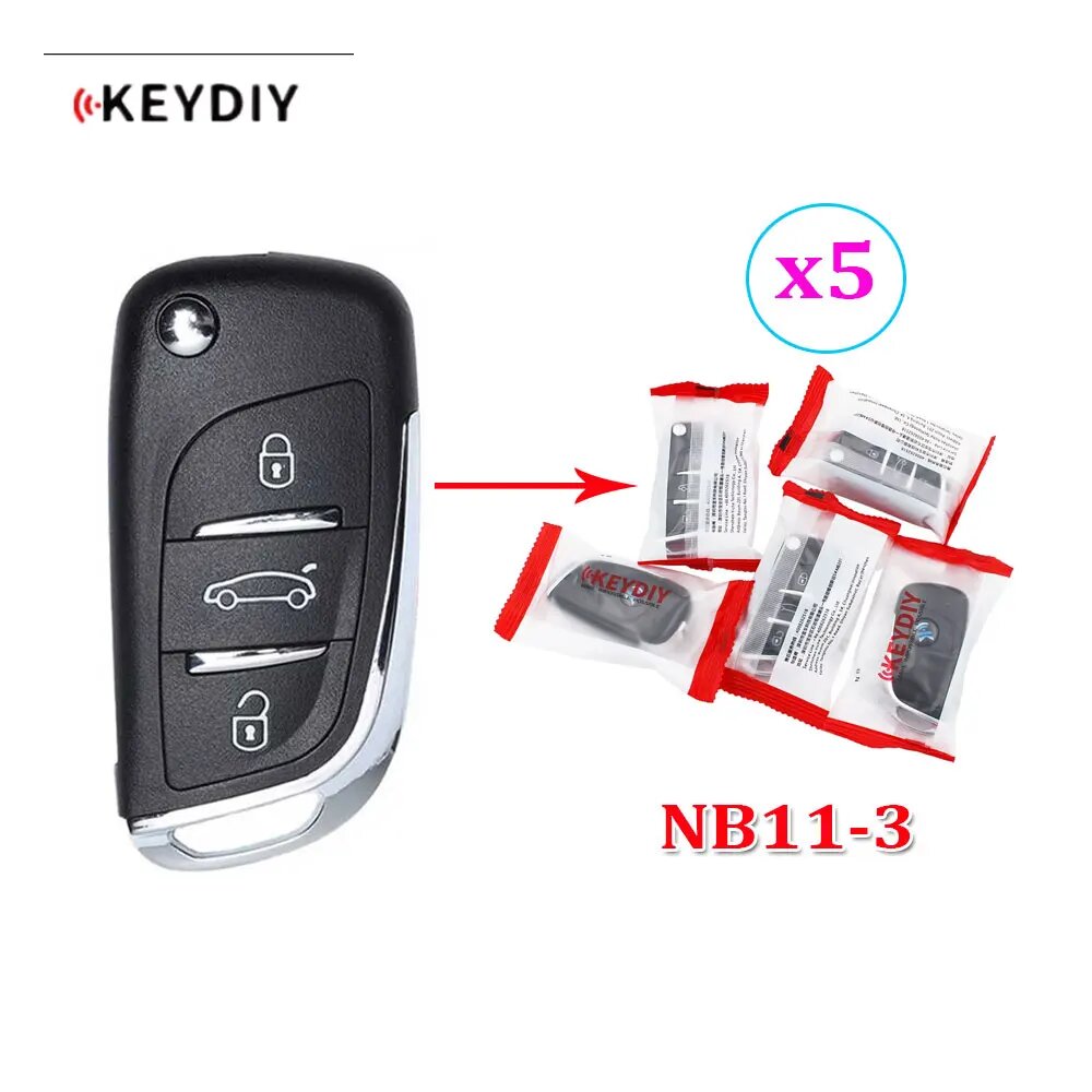 KEYDIY NB11-3 Ключ-пульт 5шт, 3 кнопки, KD900, URG200