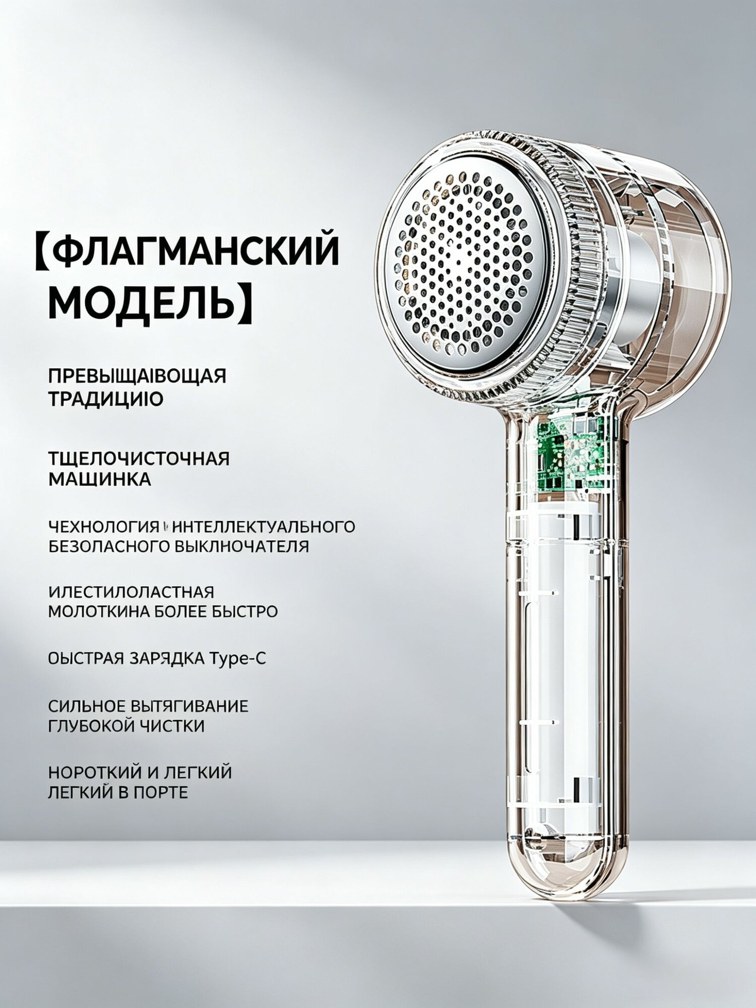 Прозрачная машинка для удаления катышков, 6 лезвий, аккумуляторная Type-C, для спортивной одежды