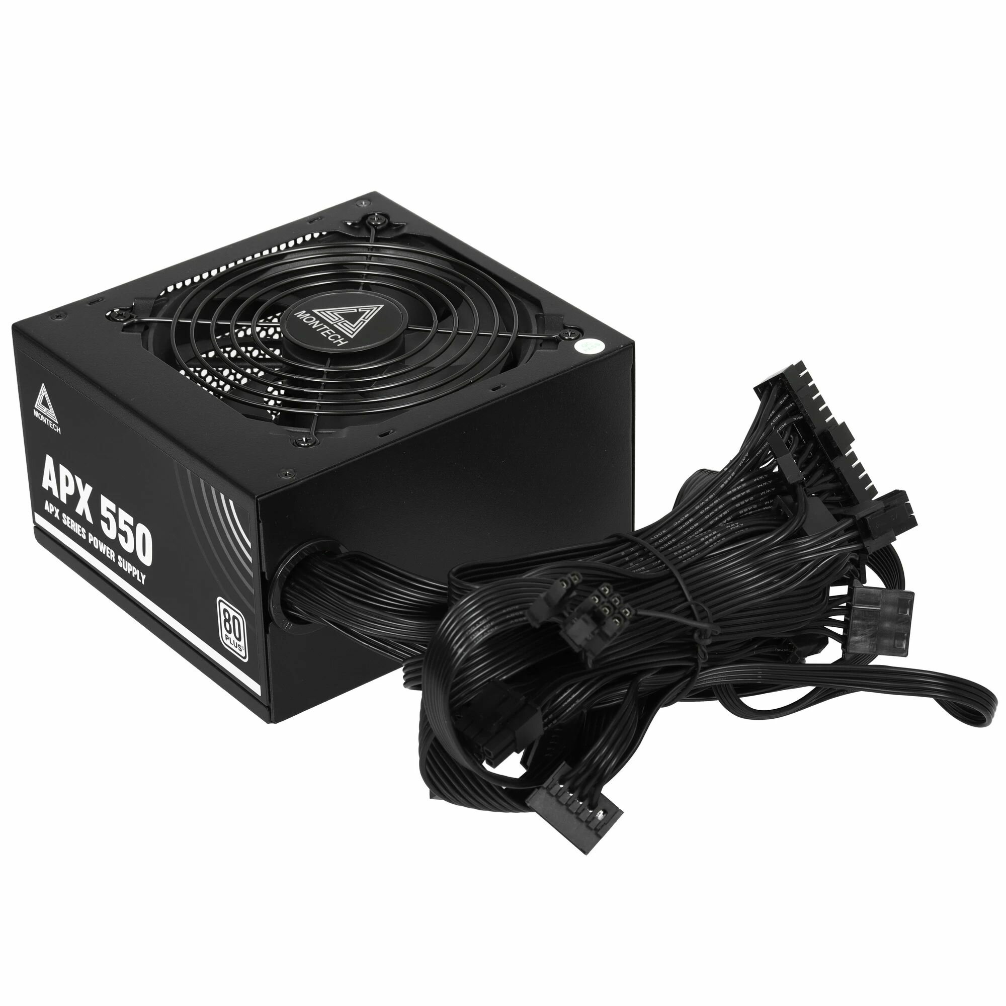 Блок питания Montech APX 550W 80 Plus Standart (XWYA11-550W) черный - ATX 20+4 пин, 4 pin + 4 pin x2 CPU, 6 SATA, 2 x 6+2 pin PCI-E