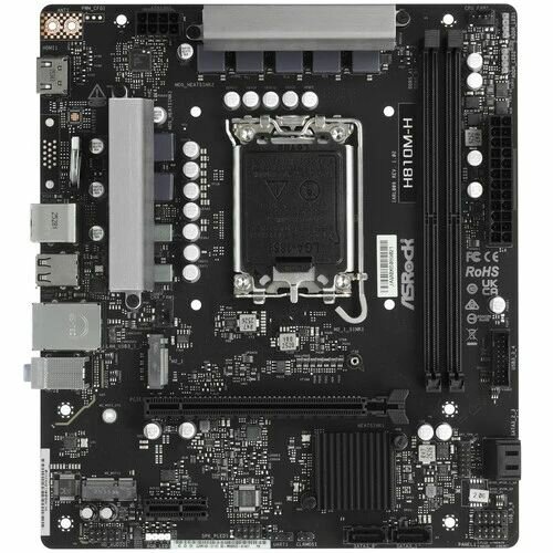 Материнская плата ASRock H810M-H - LGA 1851, Intel H810, 2xDDR5-6400 МГц, 1xPCI-Ex16, 1xM.2, Micro-ATX