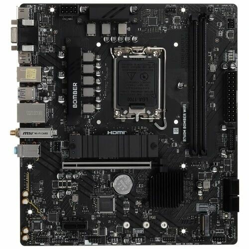Материнская плата MSI B760M BOMBER WIFI - LGA 1700, Intel B760, 2xDDR5-5600 МГц, 1xPCI-Ex16, 2xM.2, Micro-ATX