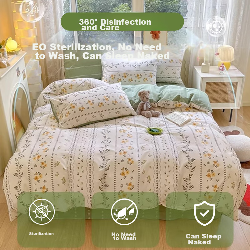 DR.CHU Disposable Four-Piece Set for Hotel： Bed Sheet, Duvet Cover, Pillowcases, Travel Double Bedding, Thickened Bedding, Hygienic, Portable