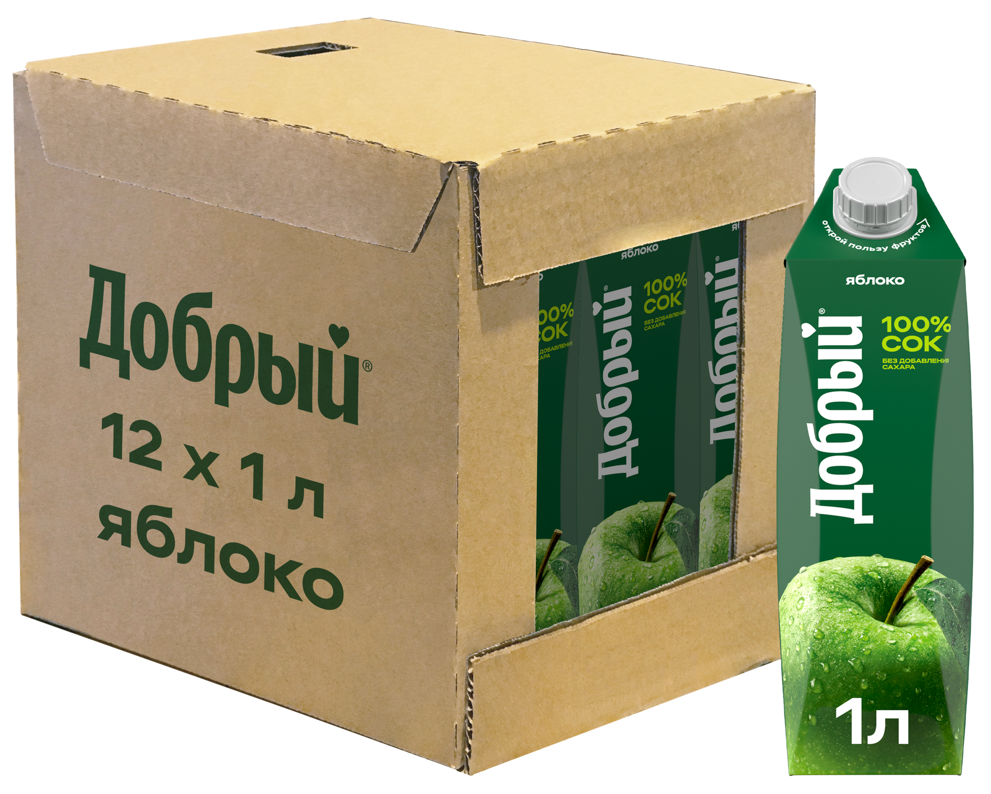 Сок Добрый Яблоко 1л, 12 шт.
