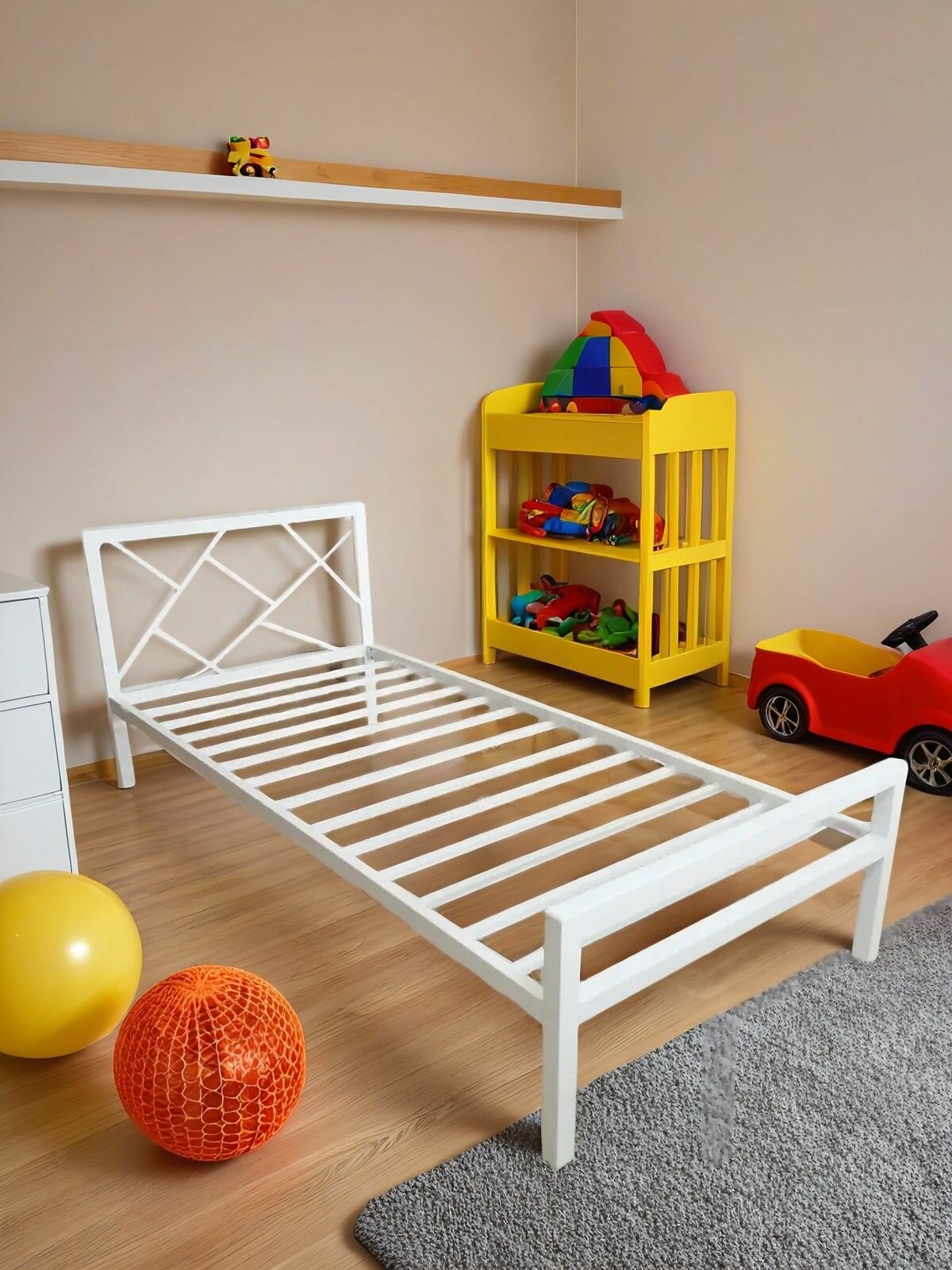 Кровать LOFT Mebel "Цезарион", ортопедическая, белая, 90x190 см